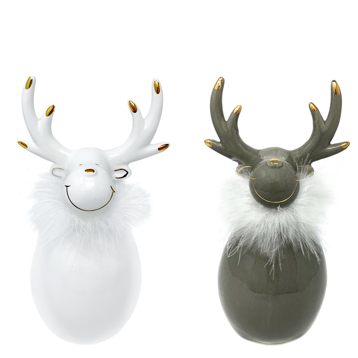 Ceramic Elk Christmas Decoration - Large - Choice of White or Grey ...