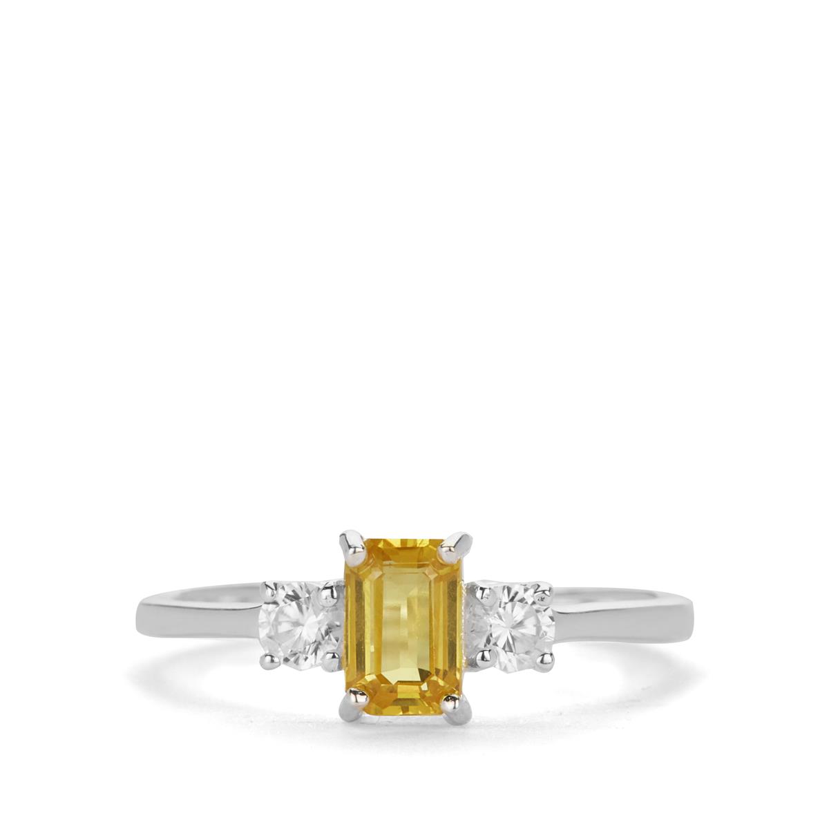 Bang Kacha Sapphire Ring with White Zircon in Sterling Silver 1.05cts ...