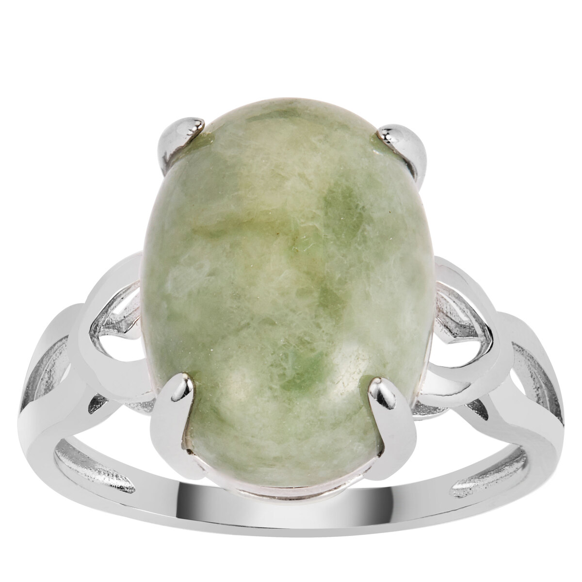 Moss-in-Snow Jade Ring in Sterling Silver 8.60cts | Gemporia