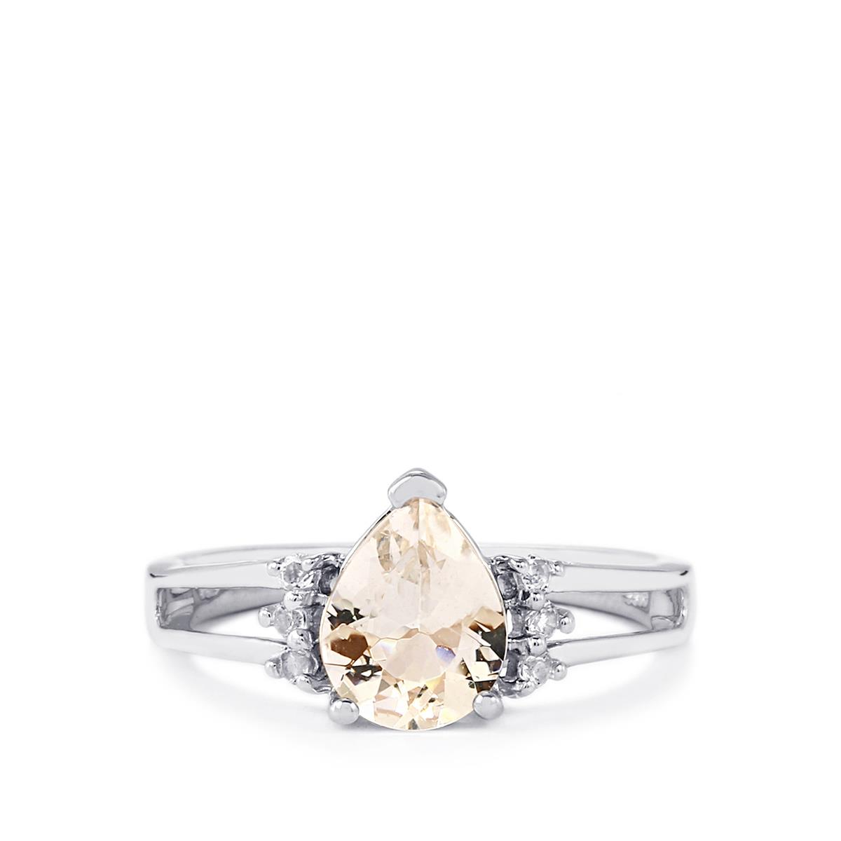 Rose Danburite Ring with White Topaz in Sterling Silver 1.41cts | Gemporia