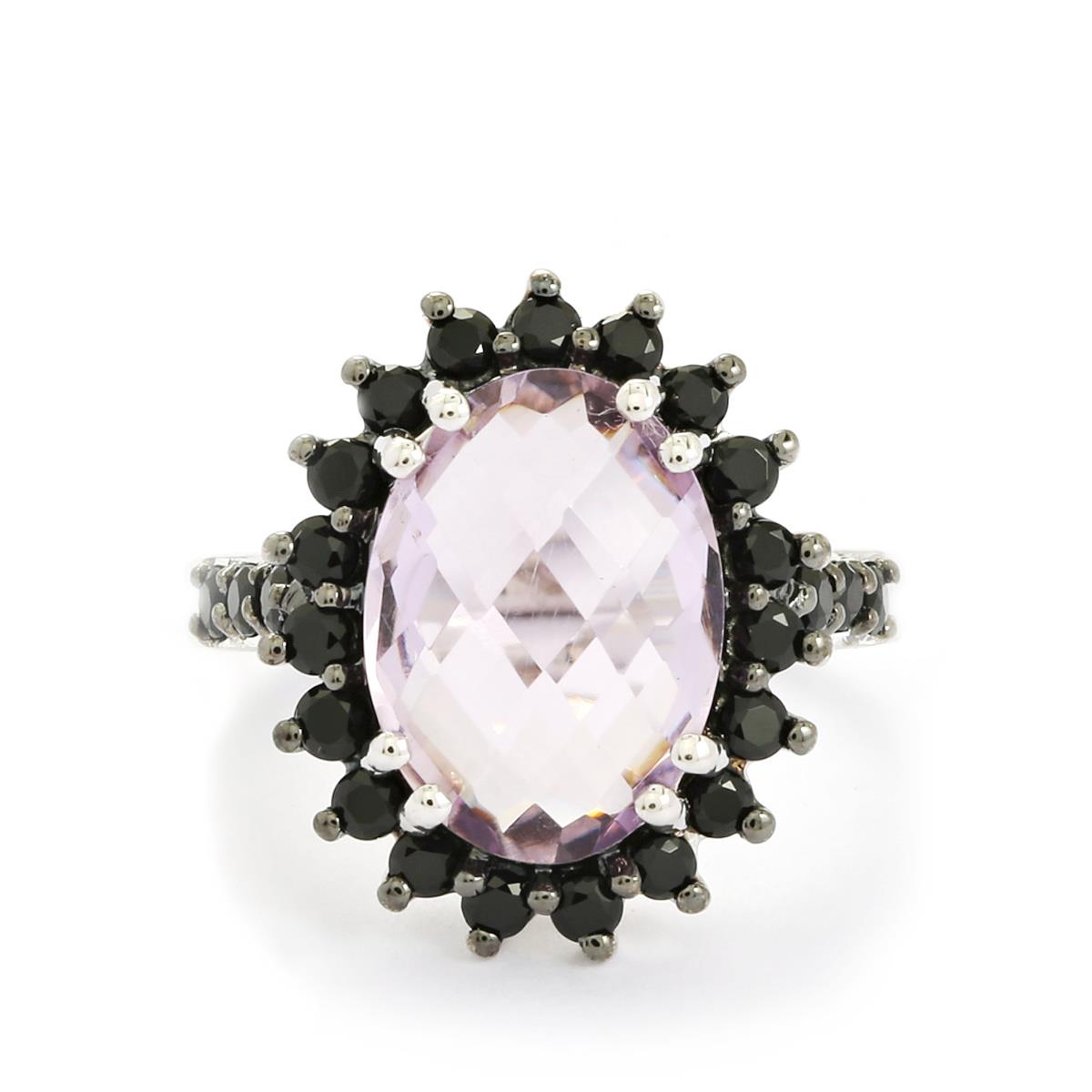 Blush Pink Amethyst & Black Spinel Sterling Silver Ring ATGW 7.25cts ...
