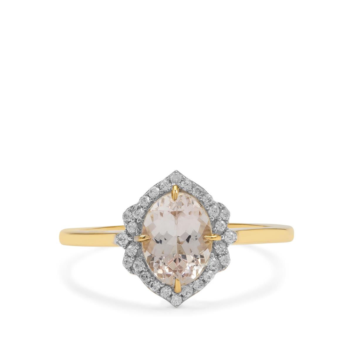 Rose Danburite & White Zircon 9K Gold Ring ATGW 1.40cts | Gemporia