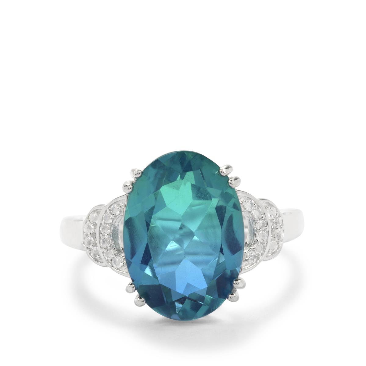 Ocean Quartz Ring with White Topaz in Sterling Silver 6cts | Gemporia