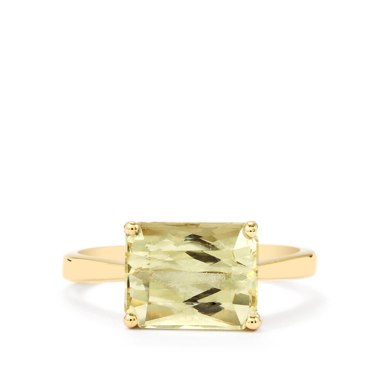 4.14ct Canary Kunzite 9K Gold Ring