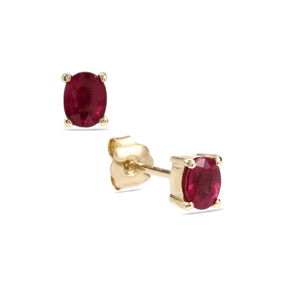 Burmese Red Ruby Earrings in 9K Gold 0.57ct | Gemporia
