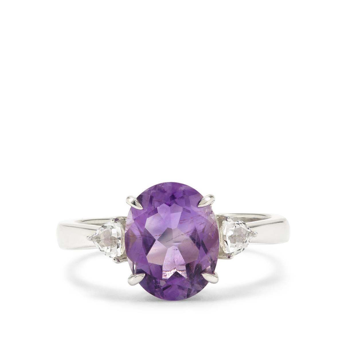 Moroccan Amethyst Ring with White Topaz in Sterling Silver 2.65cts ...