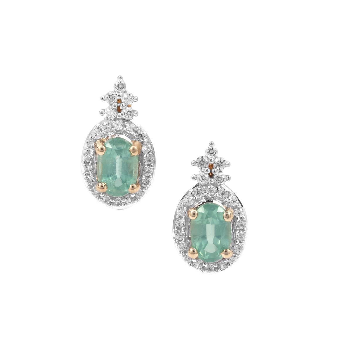 Odisha Kyanite Earrings with White Zircon in 9K Gold 1.60cts | Gemporia