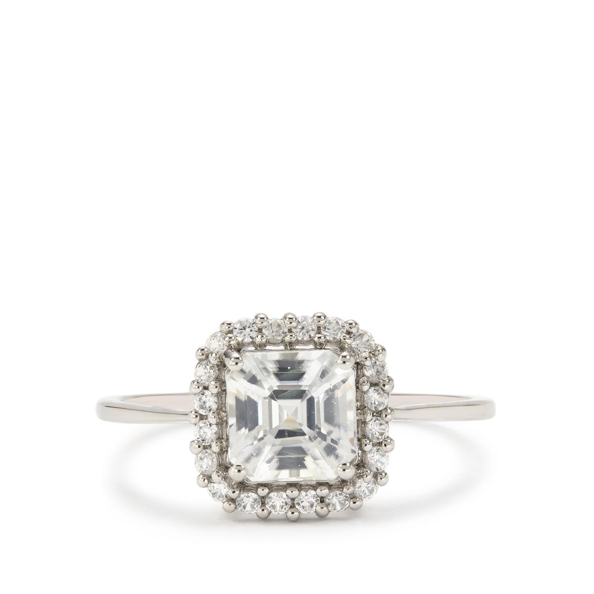 Asscher Cut Ratanakiri White Zircon Platinum 950 Ring MTGW 2.19cts ...