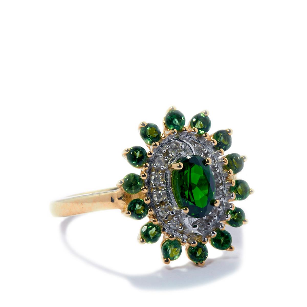 Chrome Diopside Ring with Chrome Tourmaline in 9k Gold 1.08cts | Gemporia