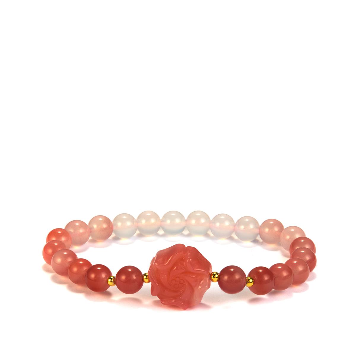 Ombre Agate Stretchable Bracelet with Gold Plated Sterling Silver Beads ...