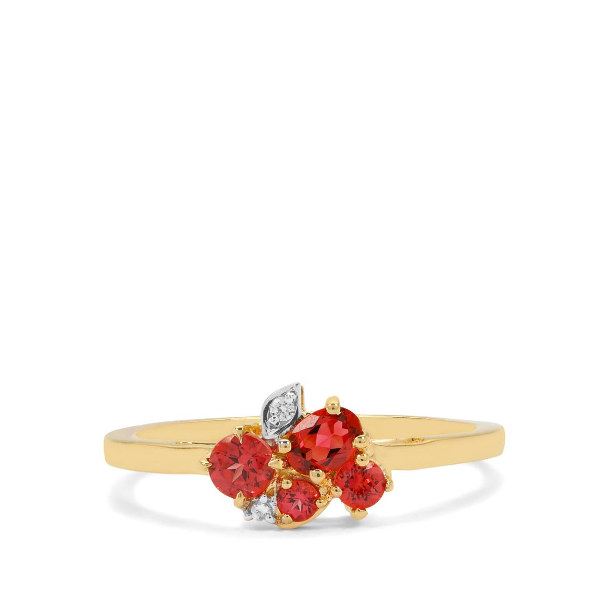 Burmese Padparadscha Colour Spinel Ring with White Zircon in 9K Gold 0 ...