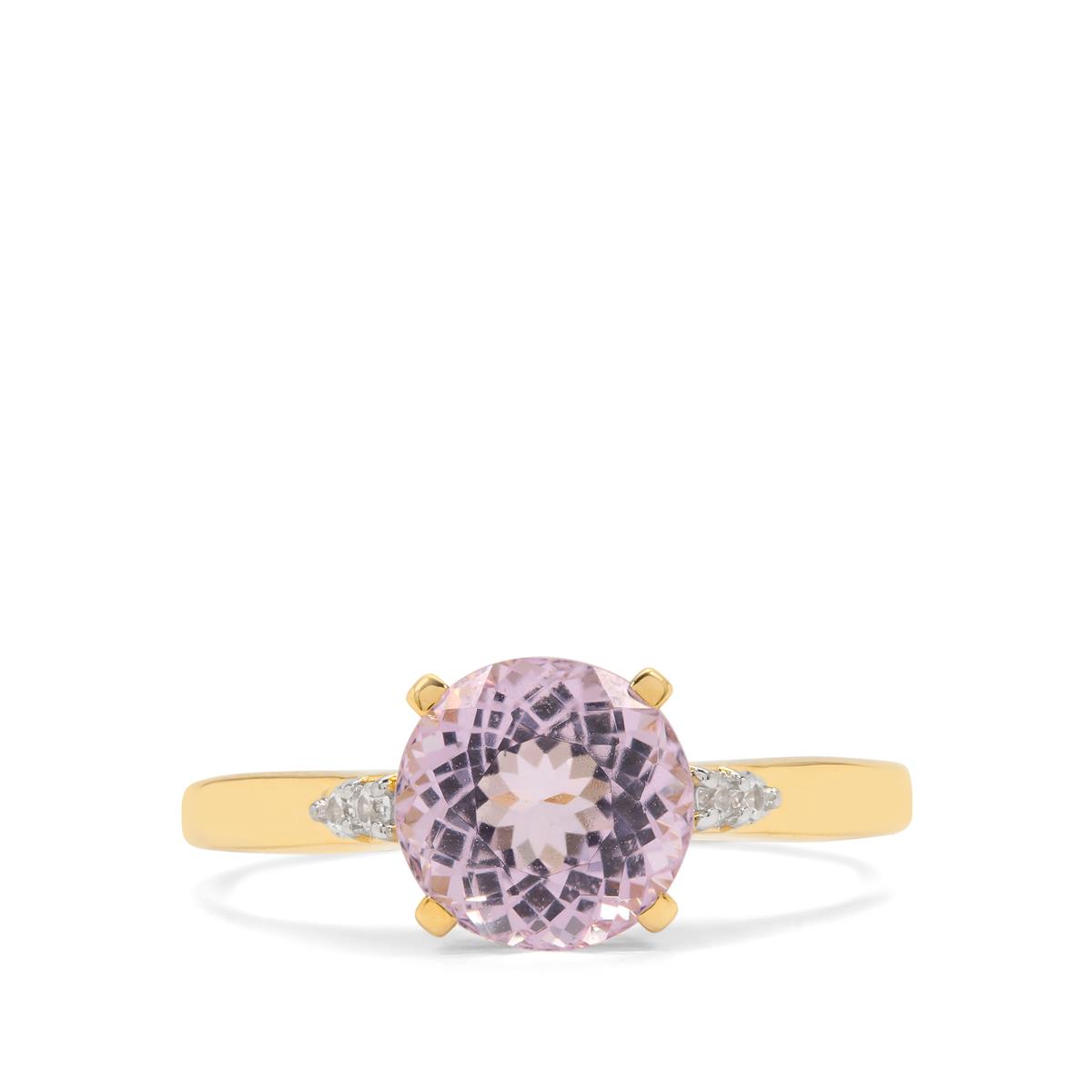 AAA Pink Kunzite Ring with White Zircon in 9K Gold 2.50cts | Gemporia