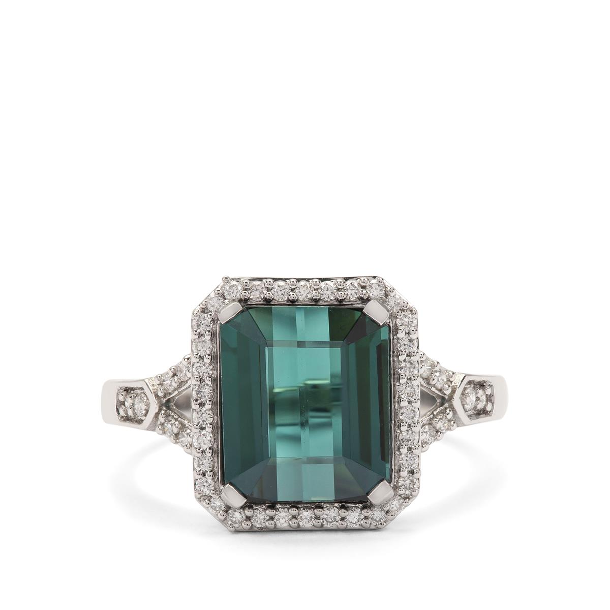 Mutuca Indicolite Ring with Diamond in Platinum 950 4.23cts | Gemporia