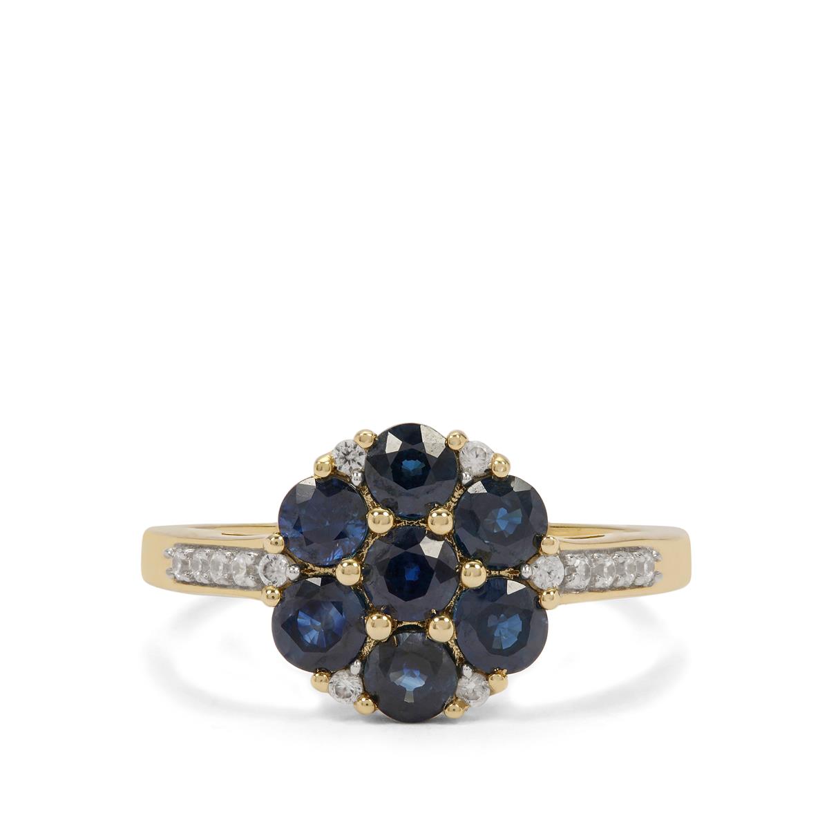 Australian Blue Sapphire Ring with White Zircon in 9K Gold 1.85cts ...