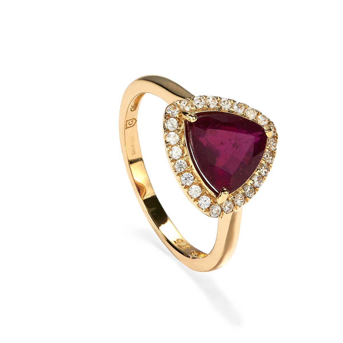 Thai Ruby Ring with White Zircon in 9K Gold 2.67cts | Gemporia