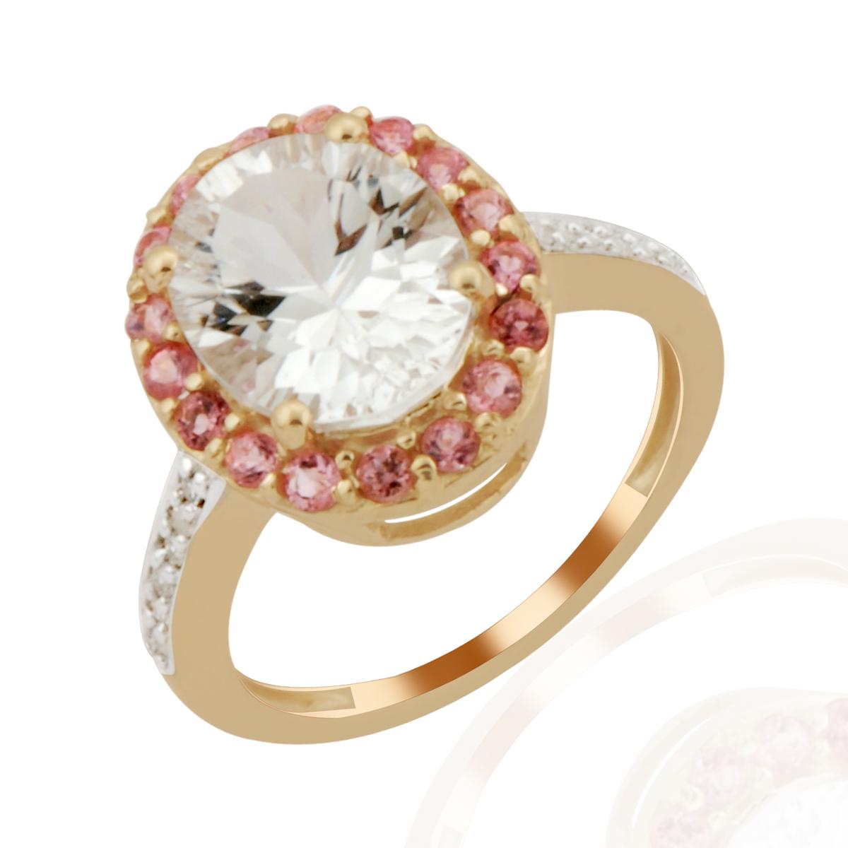 Danburite Ring with Pink Tourmaline in 9k Gold 2.80cts | Gemporia