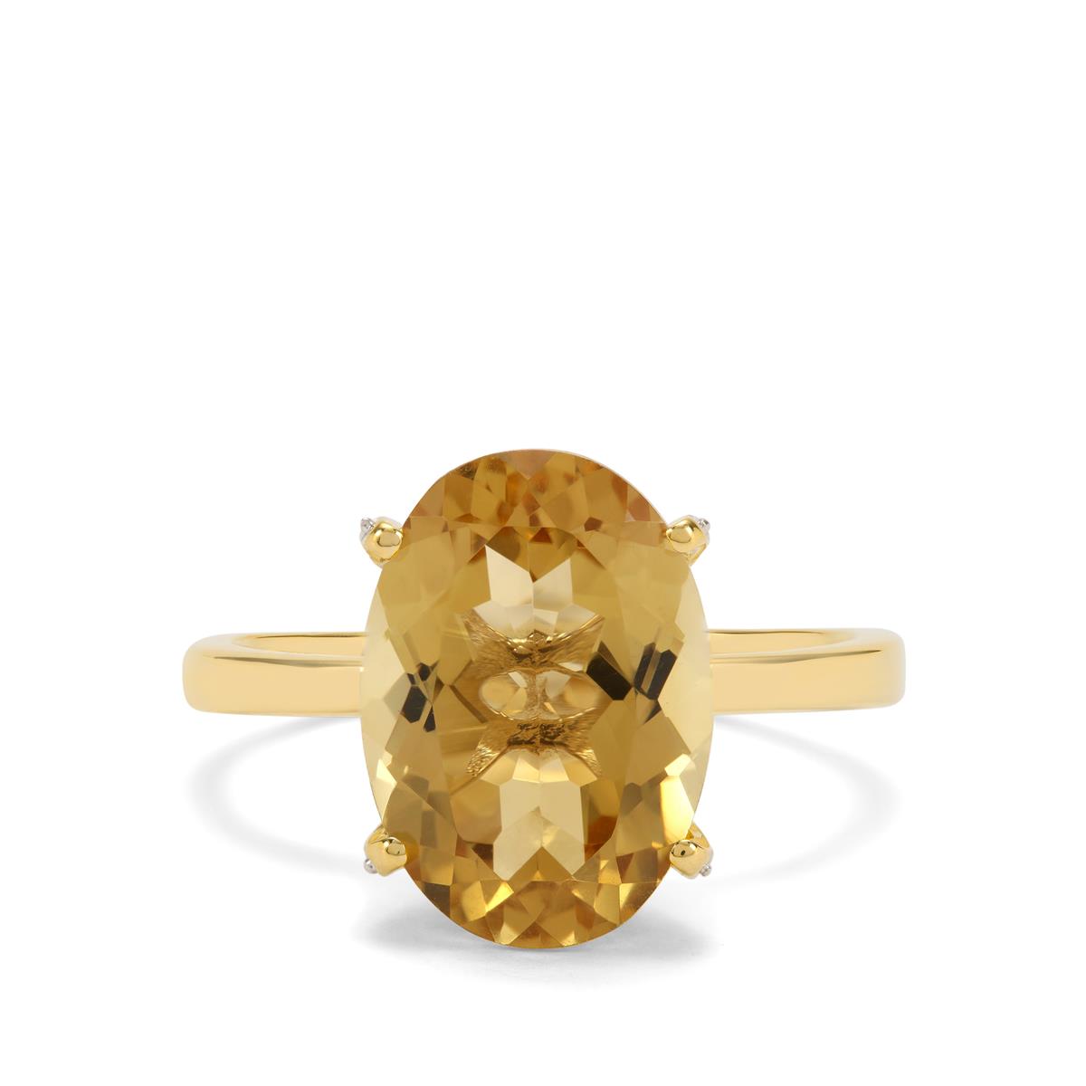 Rio Golden Citrine Ring with White Zircon in 9K Gold 5.35cts | Gemporia