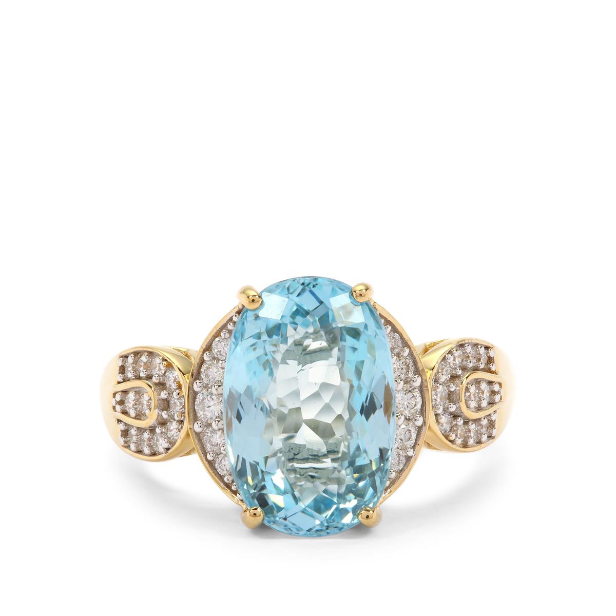 Santa Maria Aquamarine Ring with Diamonds in 18K Gold 4.66cts | Gemporia