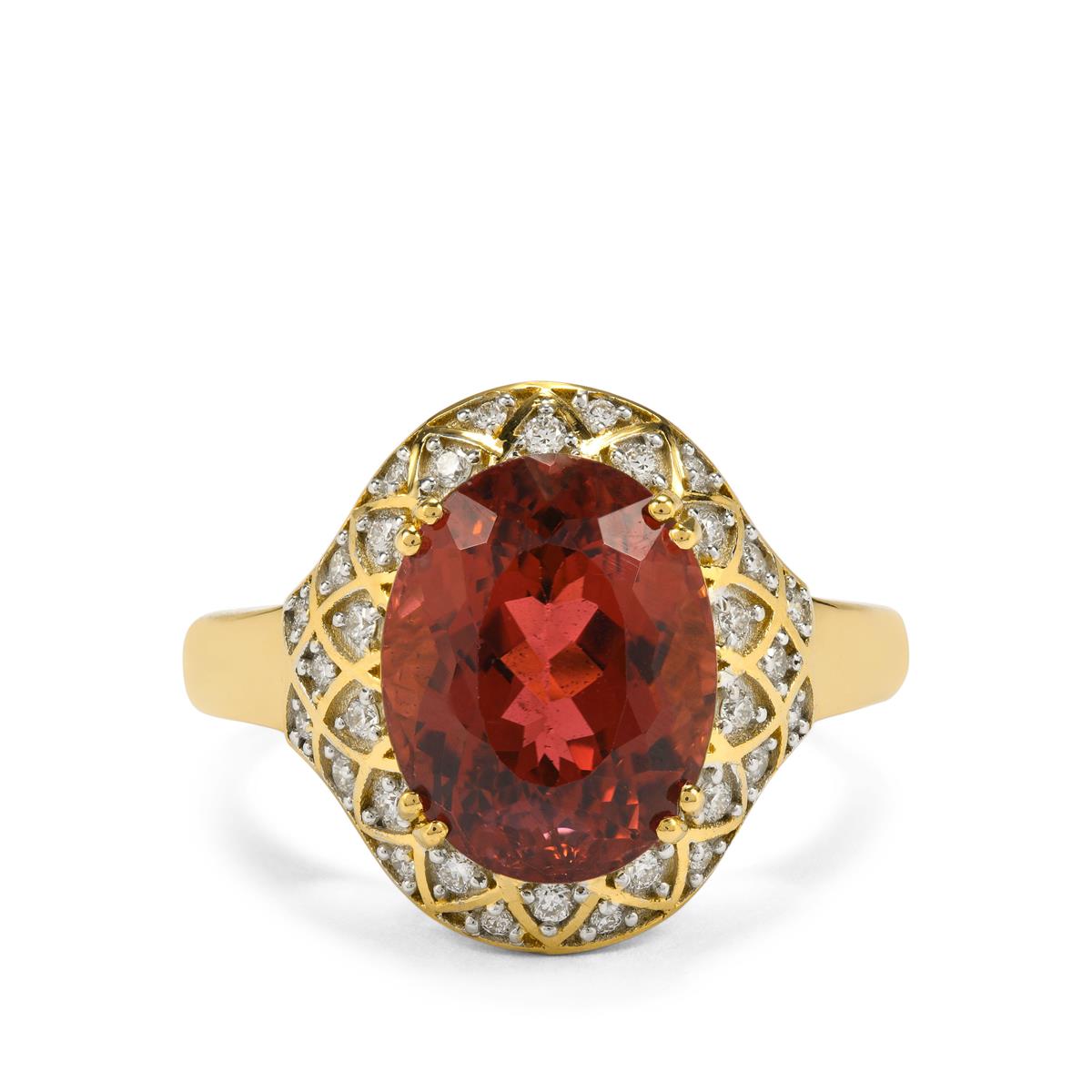 Congo Tourmaline Ring with Diamond in 18K Gold 6.10cts | Gemporia