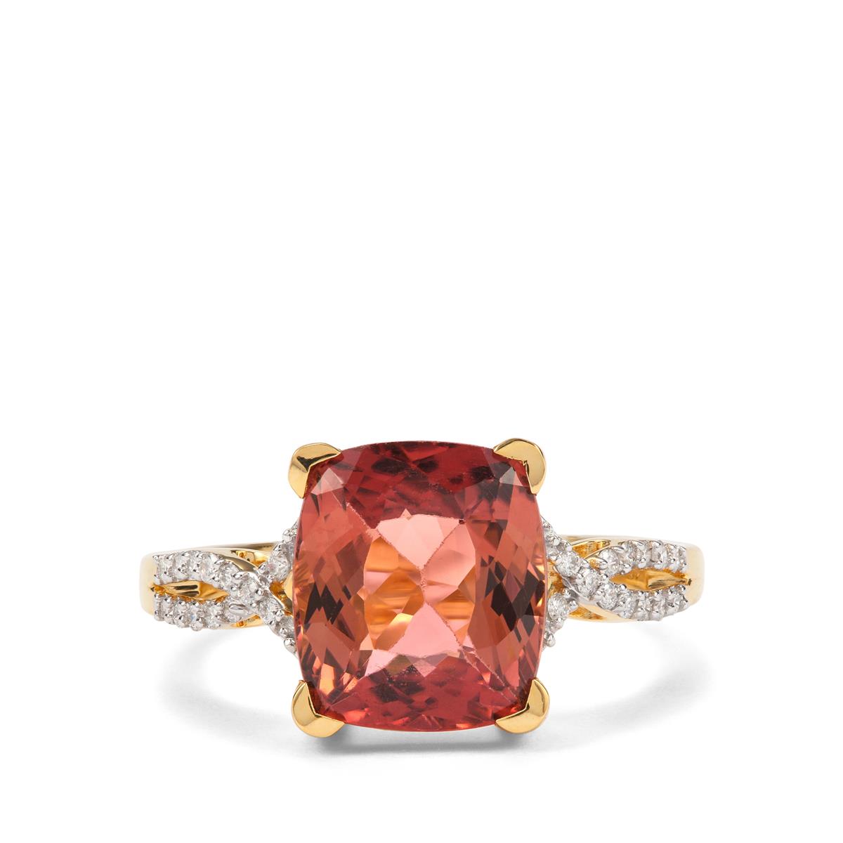 Congo Tourmaline Ring with Diamond in 18K Gold 4.11cts | Gemporia