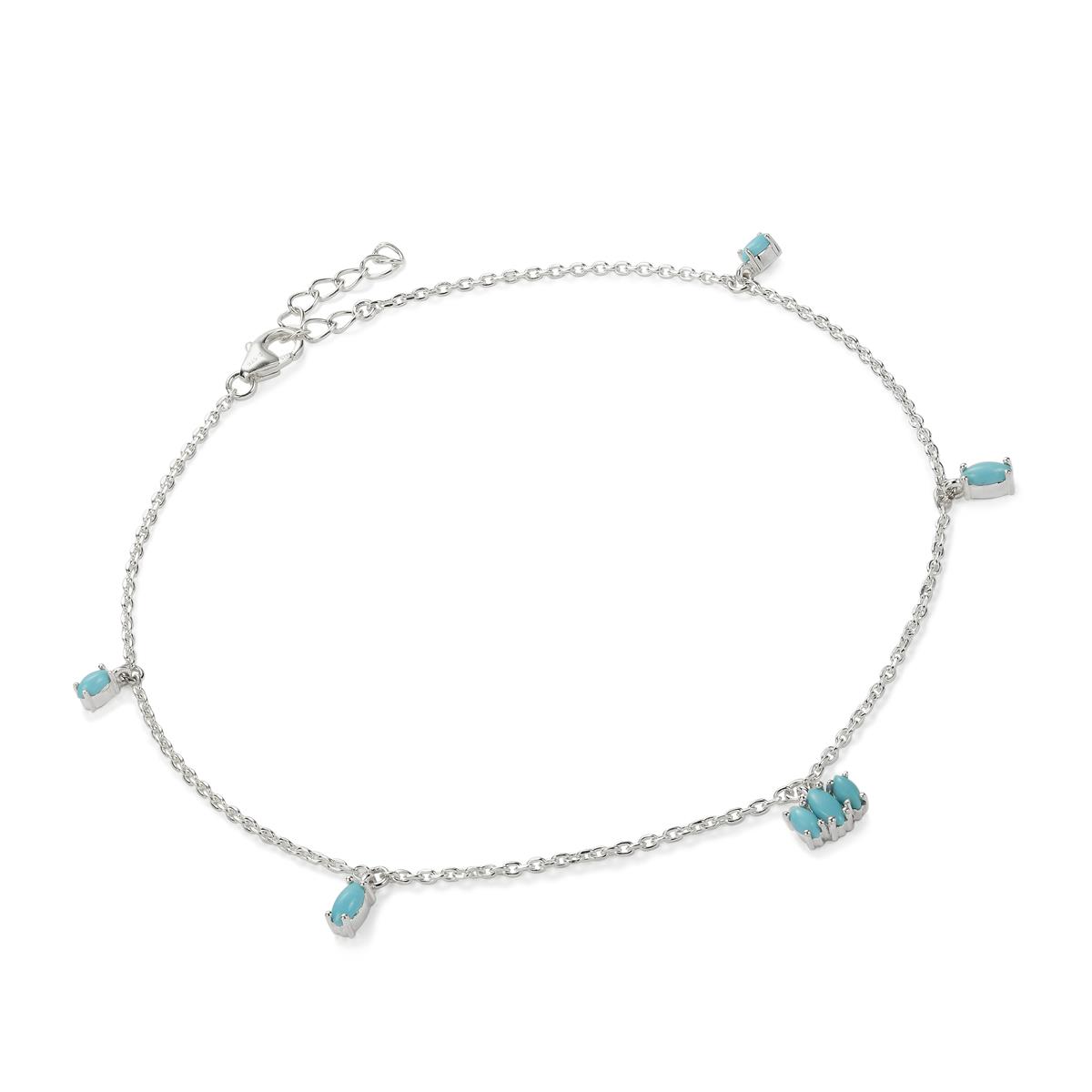 Sleeping Beauty Turquoise Anklet in Sterling Silver 0.80ct | Gemporia