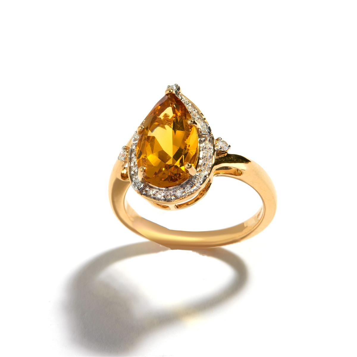 Heliodor Ring with Diamond in 18K Gold 3.25cts | Gemporia