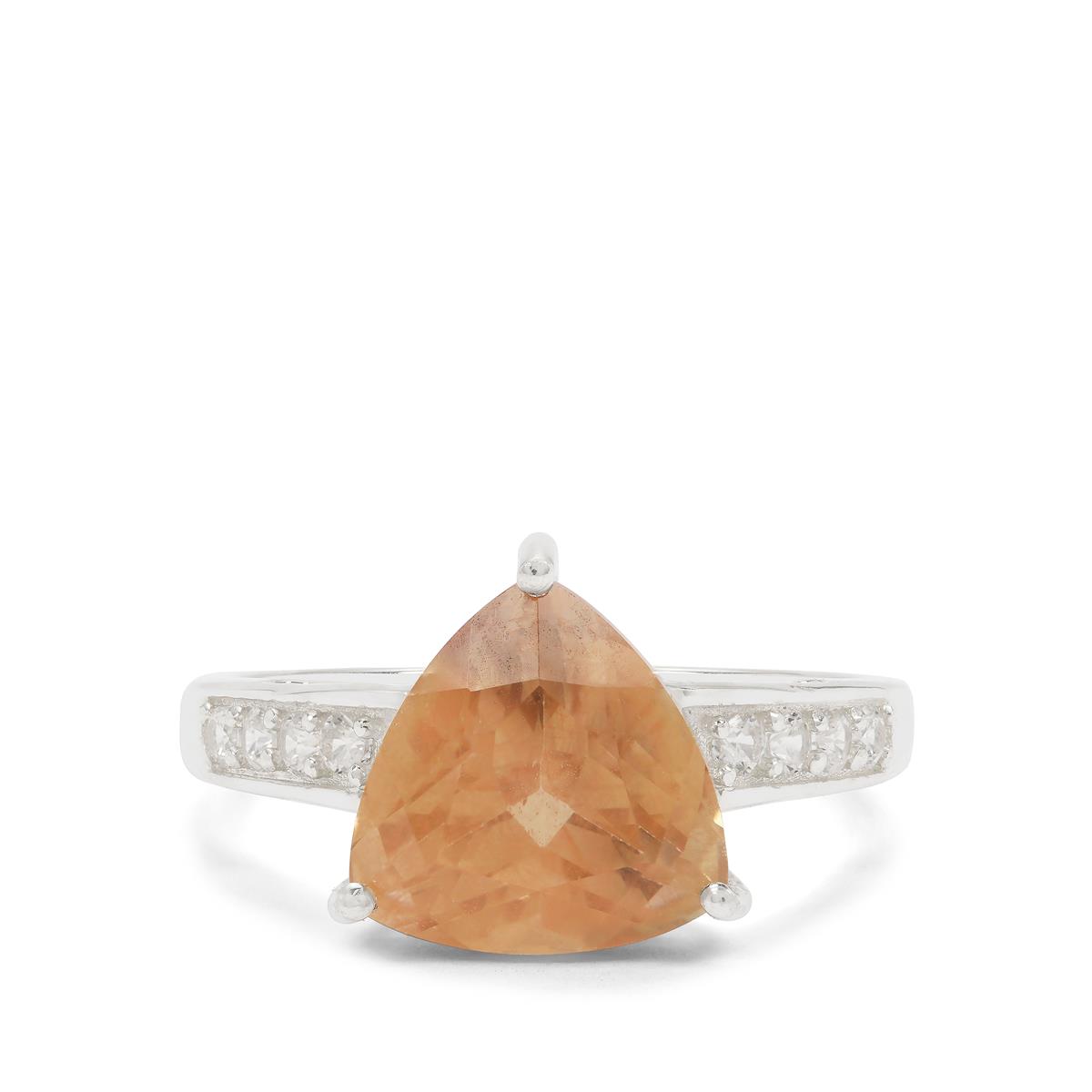 Guyang Sunstone & White Zircon Sterling Silver Ring ATGW 3.70cts | Gemporia
