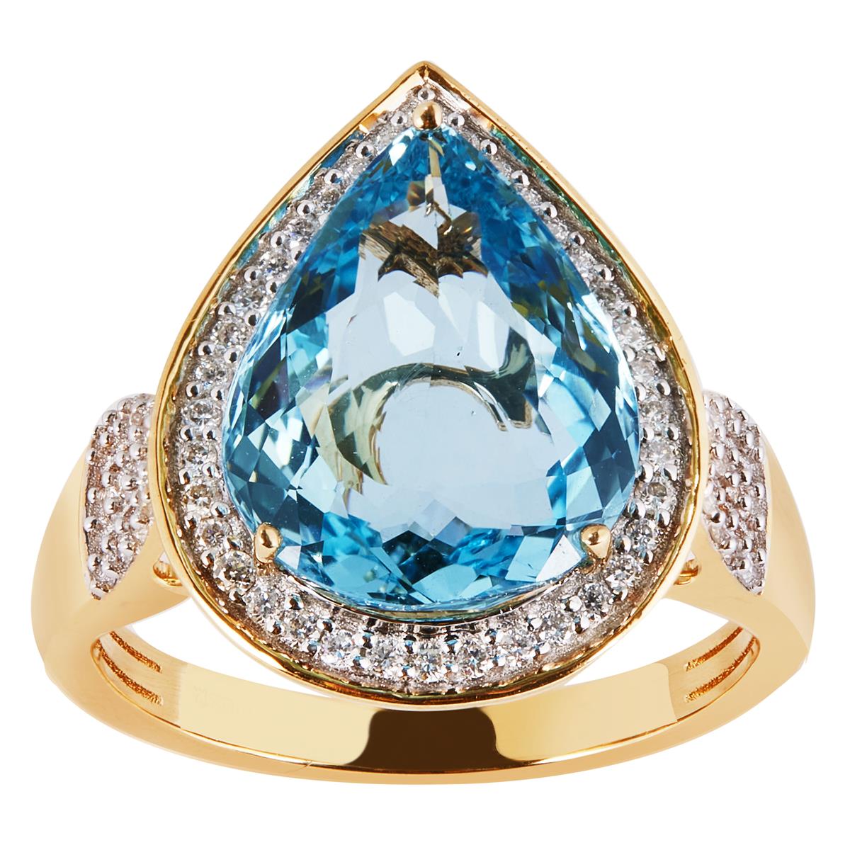 Santa Maria Aquamarine Ring with Diamond in 18K Gold 4.78cts | Gemporia