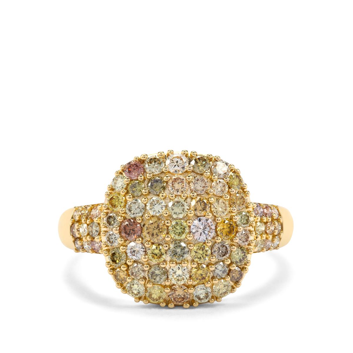 Multi-Colour Natural Brazilian Diamond Ring in 9K Gold 1.25cts | Gemporia