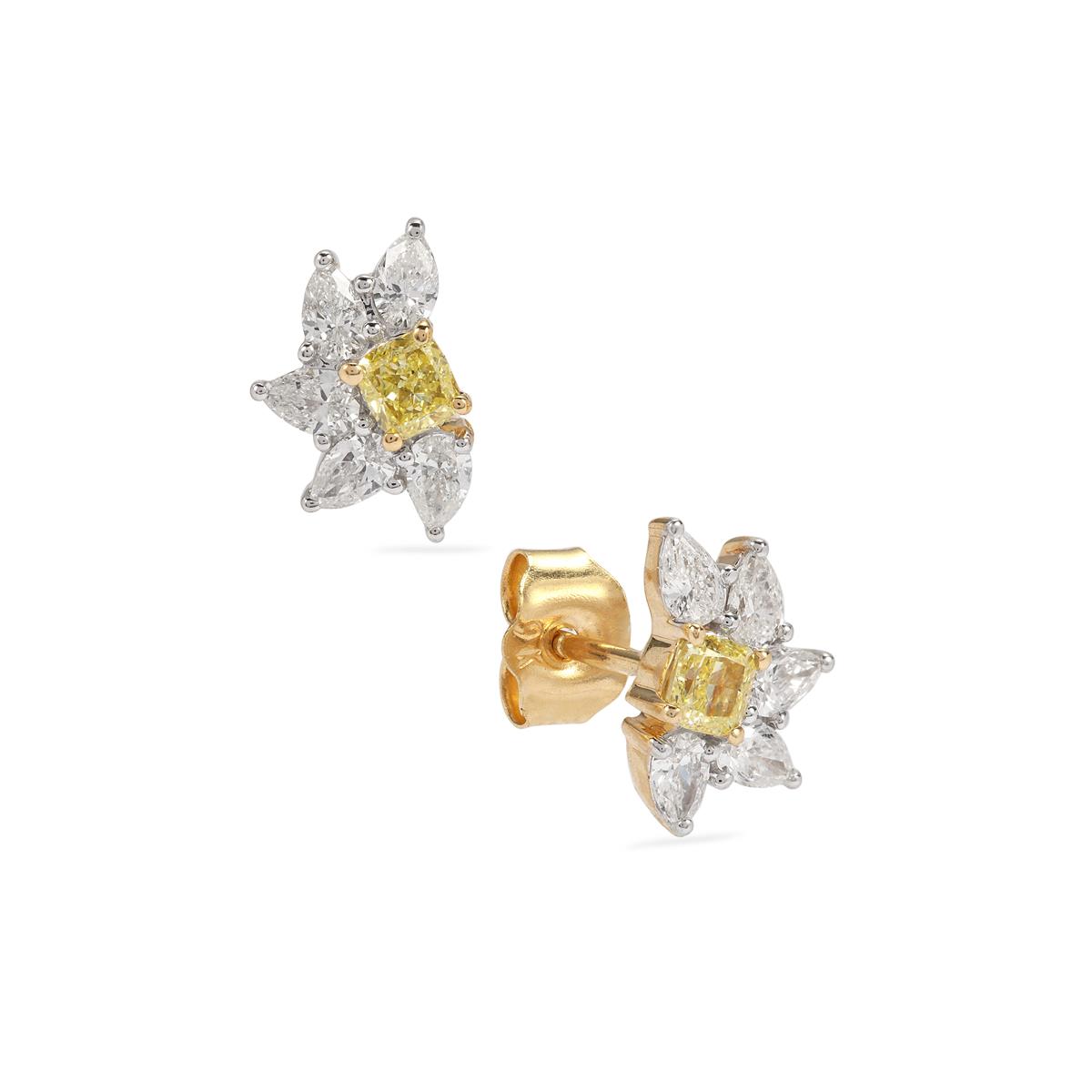 Angolan Yellow, Type IIa Angolan White Diamond Earrings in 9K Gold 0 ...