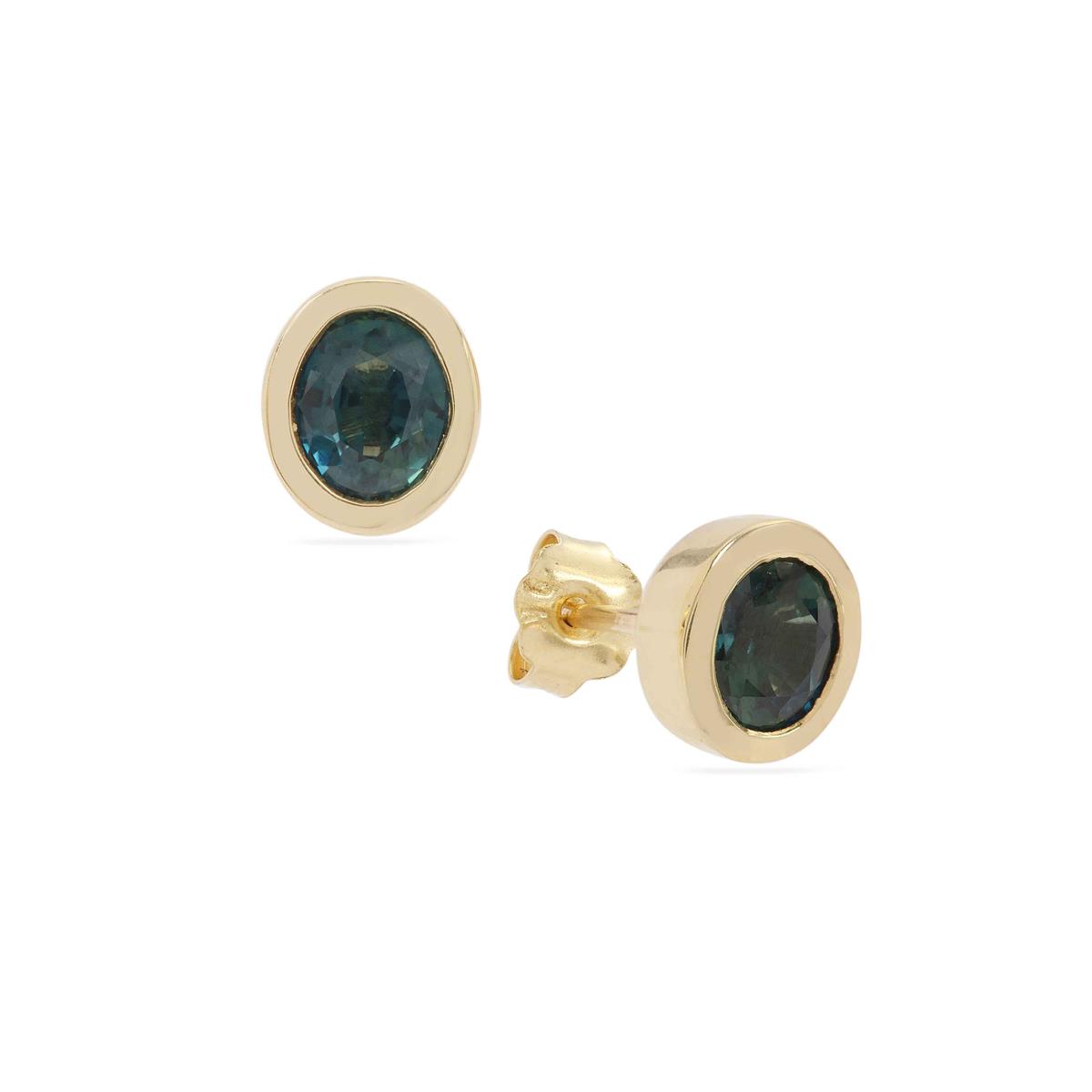 Nigerian Blue Sapphire Earrings in 9K Gold 1ct | Gemporia