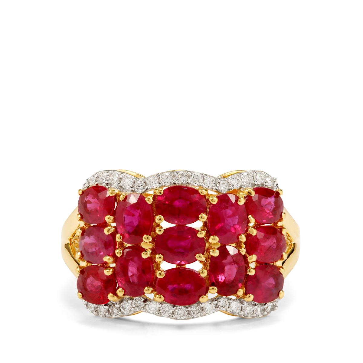 Burmese Ruby Ring with Diamond in 18K Gold 3.64cts | Gemporia