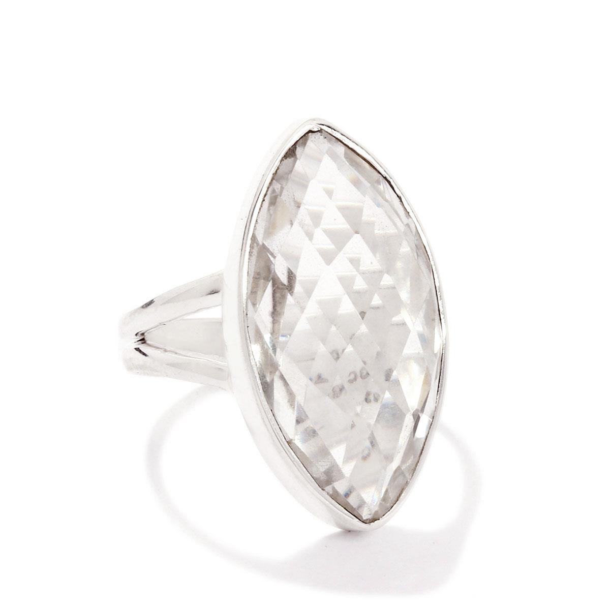 12.11ct White Quartz Sterling Silver Ring | Gemporia