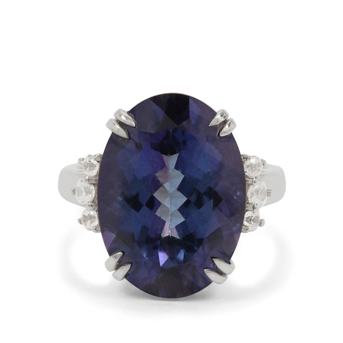 Violet Topaz Ring with White Zircon in Sterling Silver 16cts | Gemporia