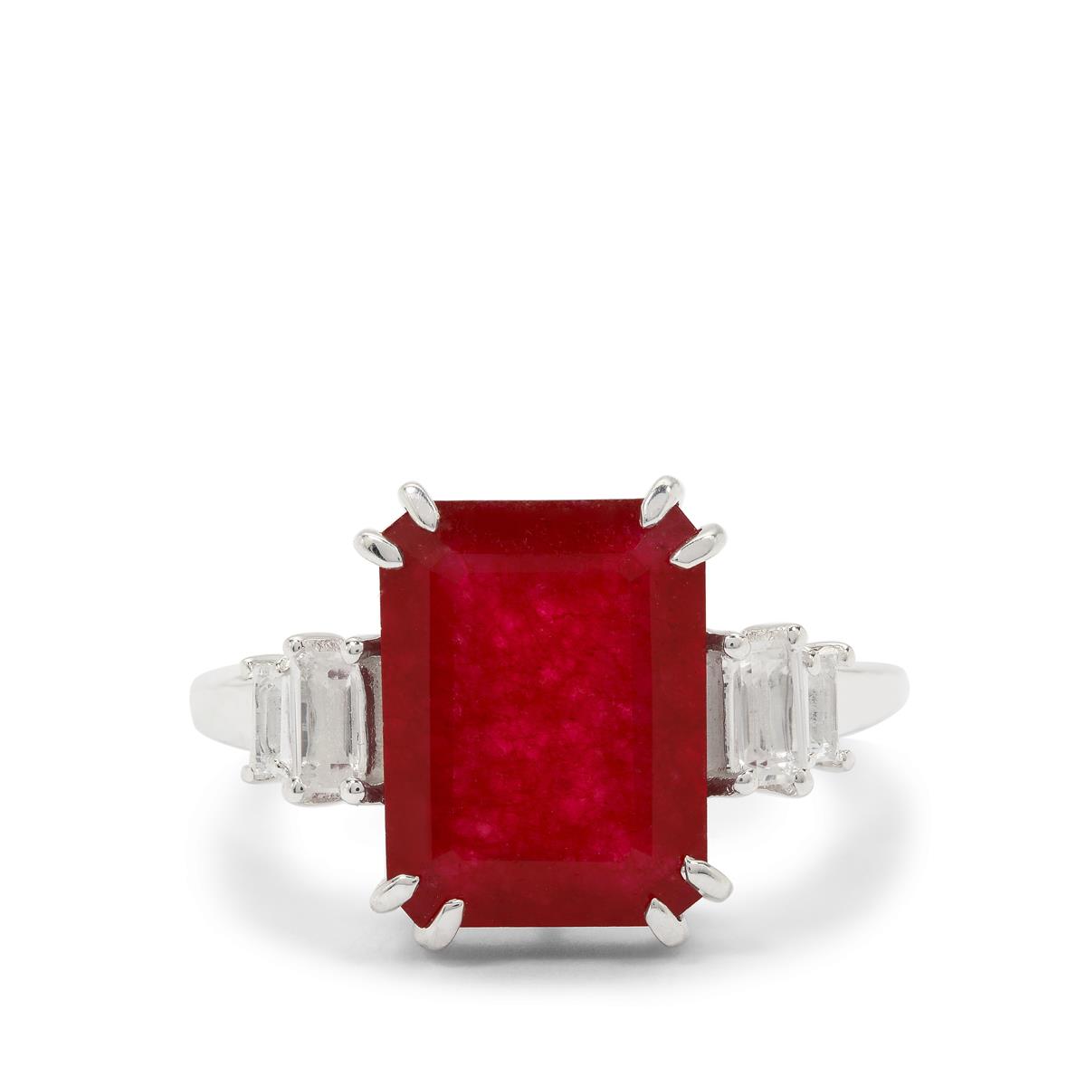 Red Quartz Ring with White Topaz in Sterling Silver 4.90cts | Gemporia