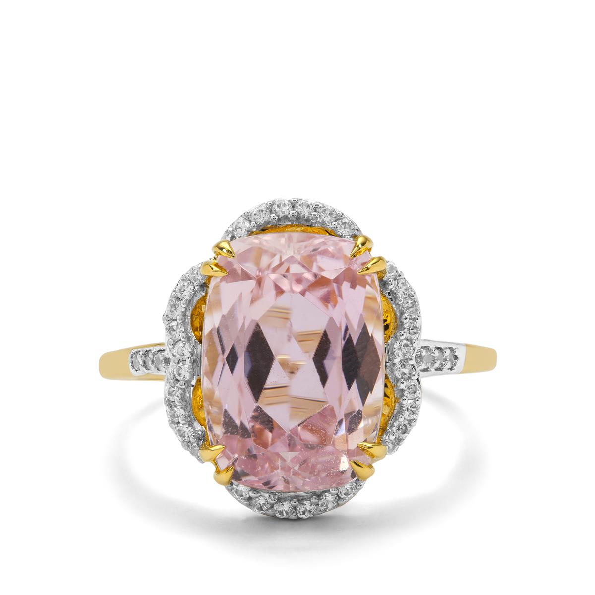 Mawi Kunzite Ring with White Zircon in 9K Gold 7.20cts | Gemporia