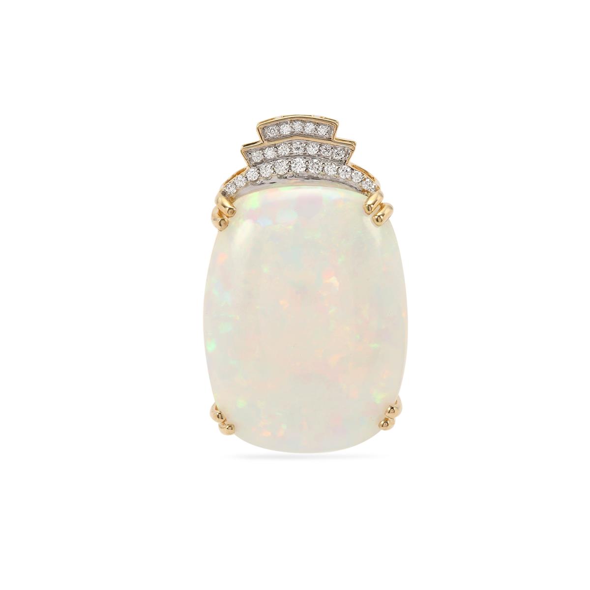 Bennett Vault Ethiopian Opal Pendant with Diamond in 18K Gold 28.00cts ...