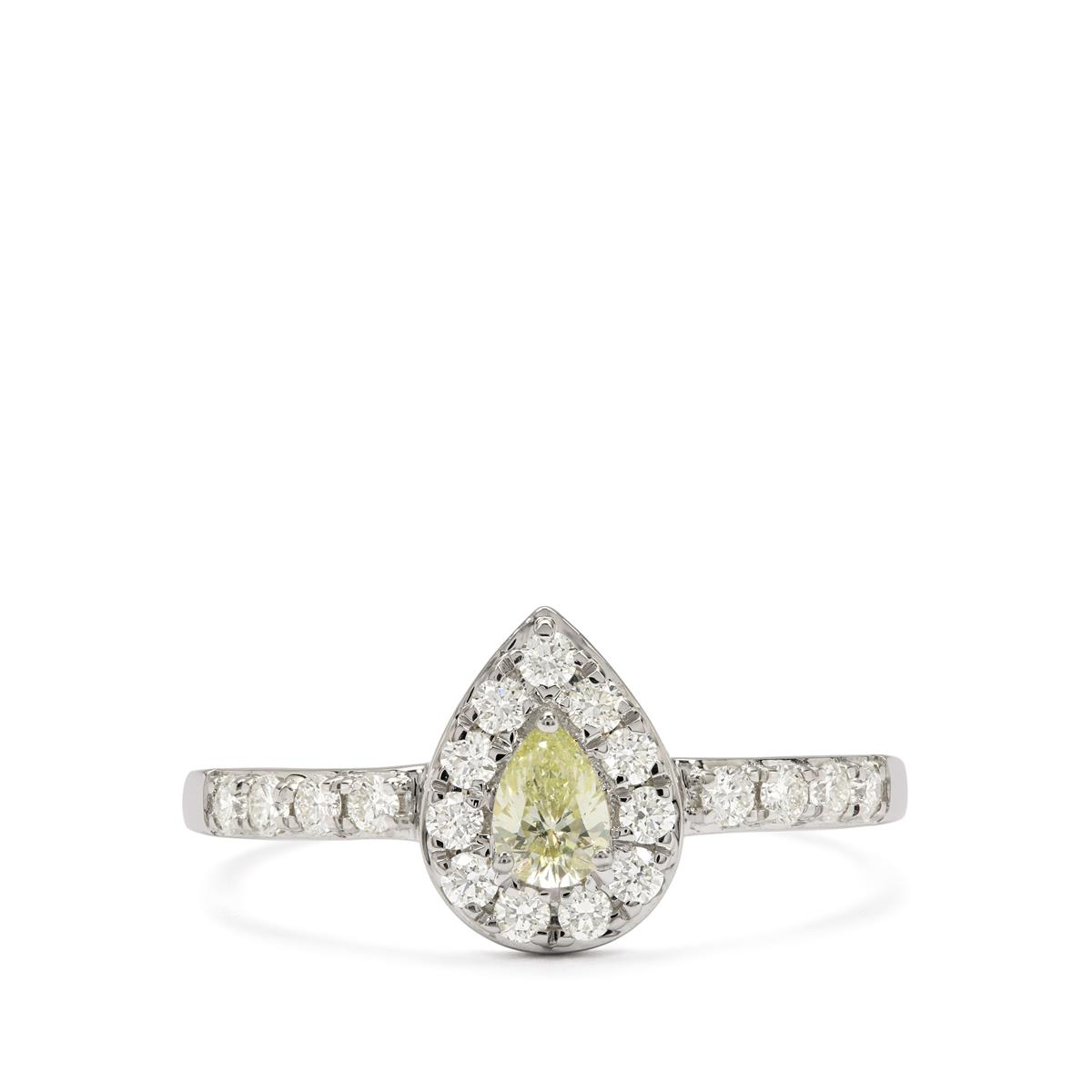 VSI Natural Yellow Diamond Ring with White Diamond in 9K White Gold 0 ...