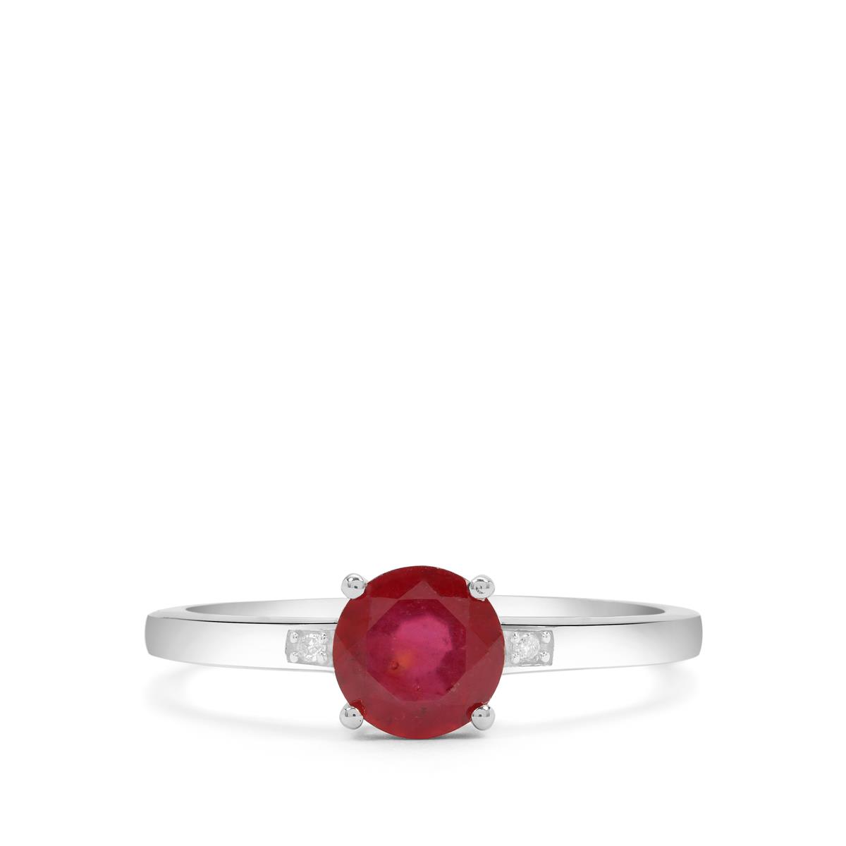 Ruby & White Diamond Sterling Silver Ring | Gemporia