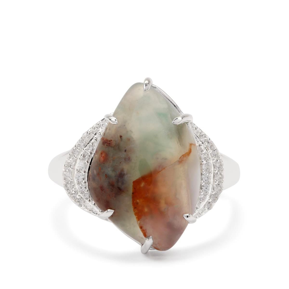 Aquaprase™ Ring with White Zircon in Sterling Silver 8cts | Gemporia