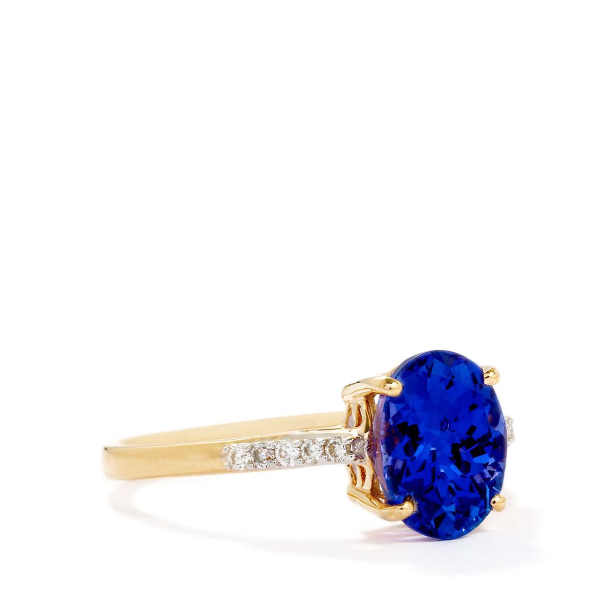 AAA Tanzanite & Diamond 18k Gold Tomas Rae Ring MTGW 2.28cts | Gemporia