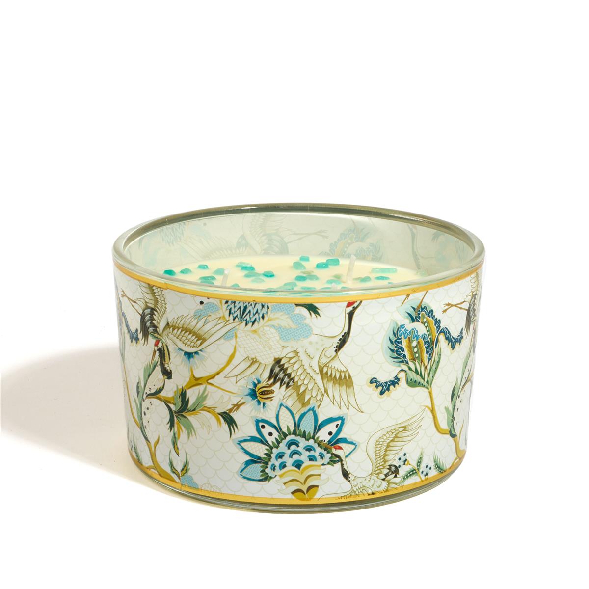 Kimbie Home 'Eastern Elegance' 450g Triple Wick Candle with Amazonite | Gemporia