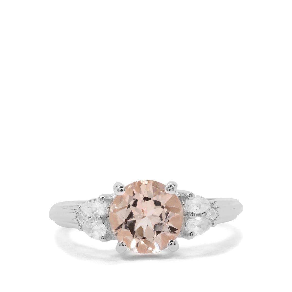 Champagne Danburite Ring with White Zircon in Sterling Silver 2.18cts ...
