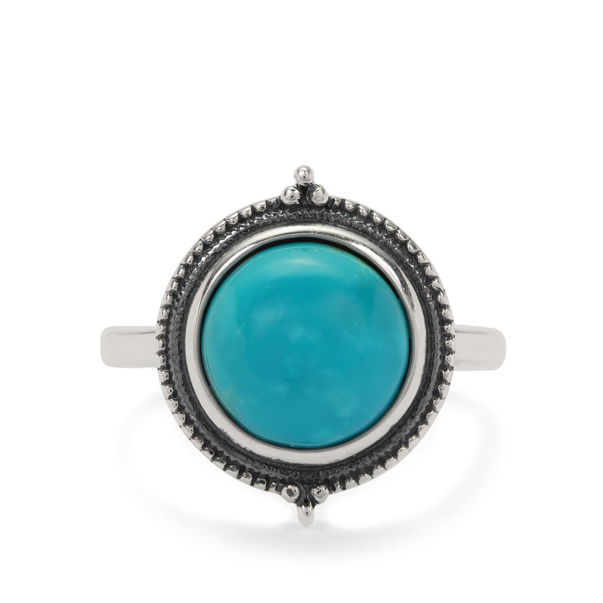 Armenian Turquoise Oxidized Ring in Sterling Silver 3.95cts | Gemporia