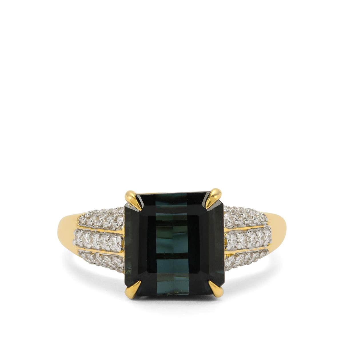 Mutuca Indicolite Ring with Diamond in 18K Gold 4.40cts | Gemporia