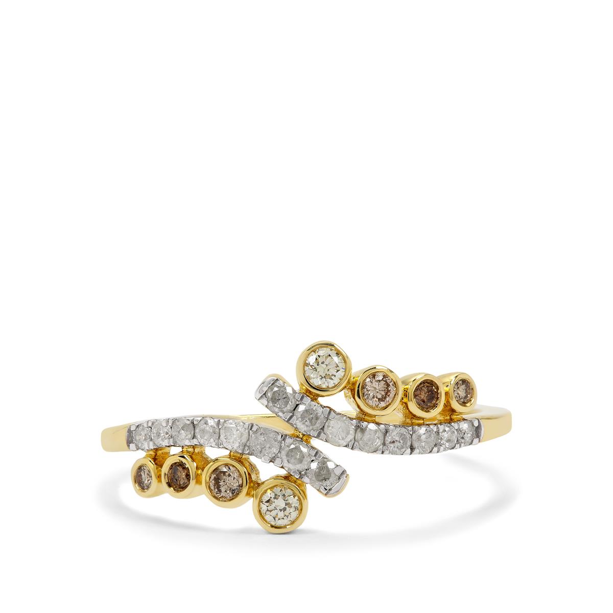 Golden Ivory Diamonds Ring with Multi Diamonds in 9K Gold 0.40cts ...