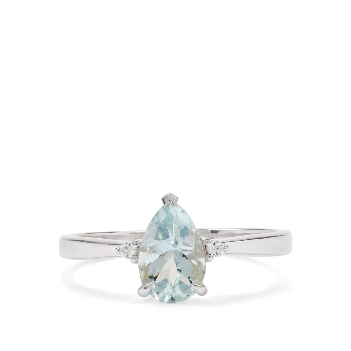 Espirito Santo Aquamarine Ring with White Zircon in Sterling Silver 1 ...