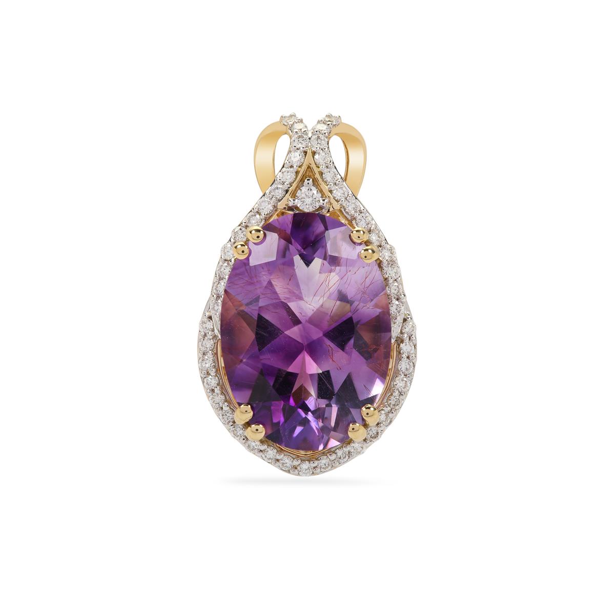 Moroccan Amethyst Pendant with Diamonds in 18K Gold 4.92cts | Gemporia