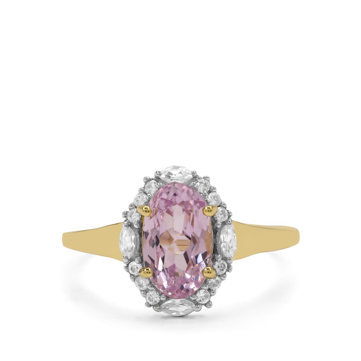 Mawi Kunzite Ring with White Zircon in 9K Gold 2.65cts | Gemporia
