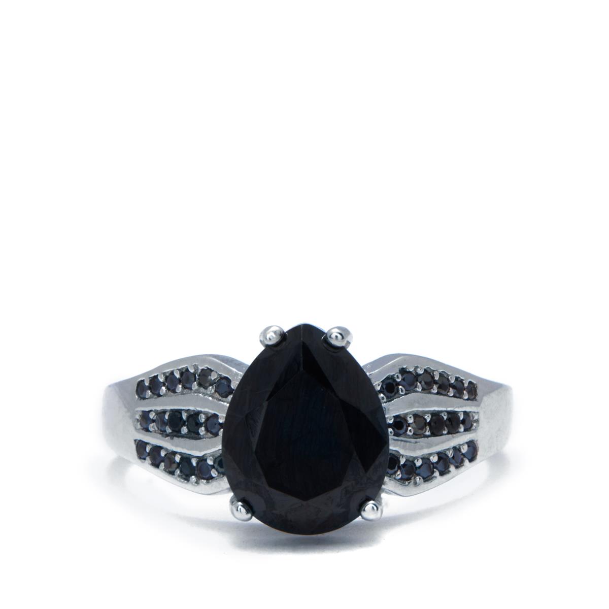 Black Spinel Ring in Sterling Silver 3ct | Gemporia